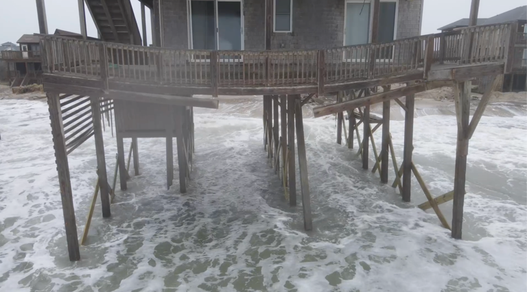 Watch: Drone video shows precarious beach houses as nor'easter pummels ...