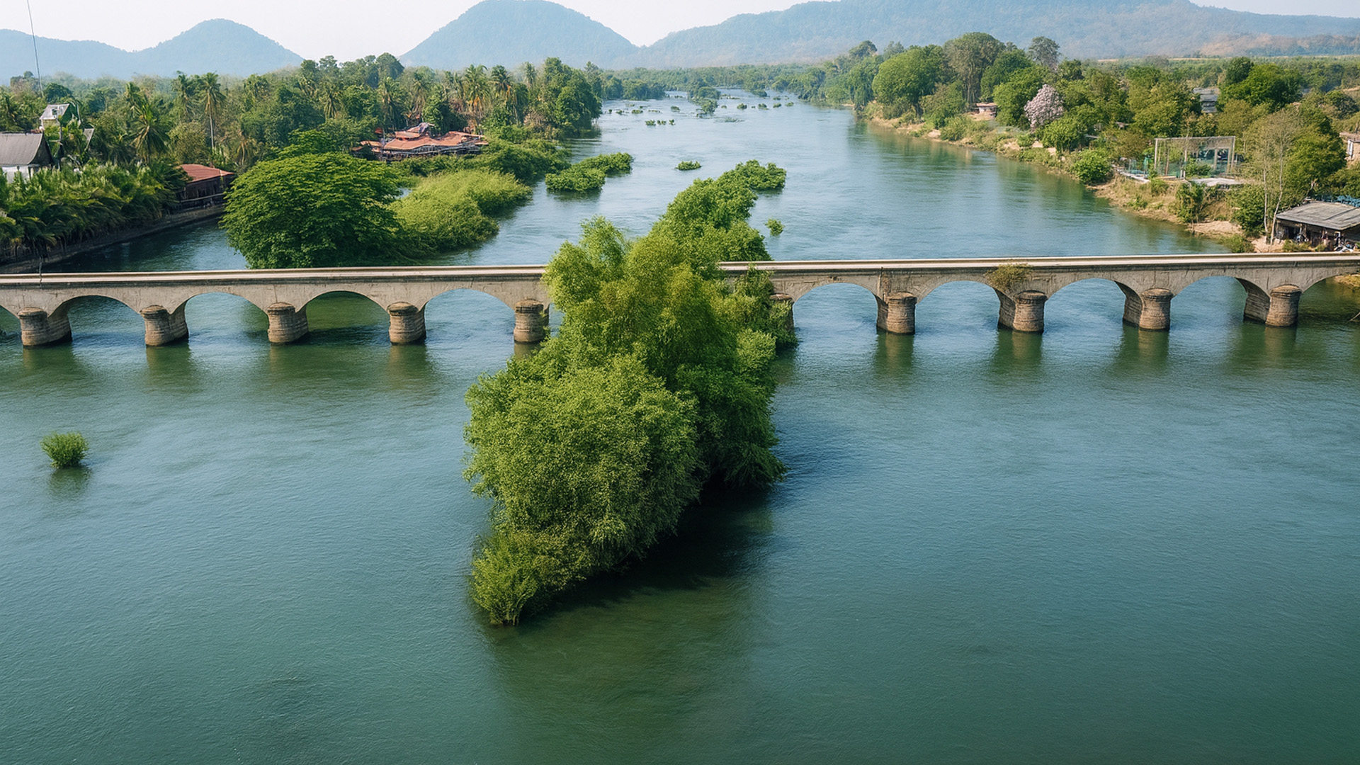 Don Det – Laos – Arch Bridge Over Mekong River in 4K