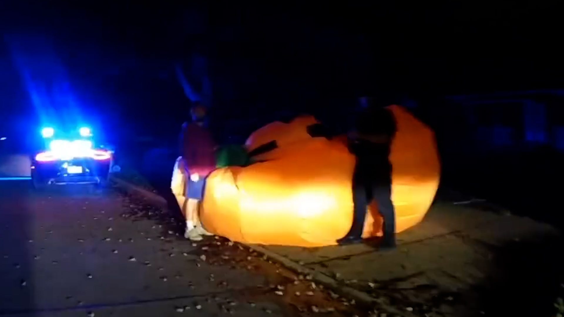 Ohio police forced to chase down escaped inflatable pumpkin. See the video