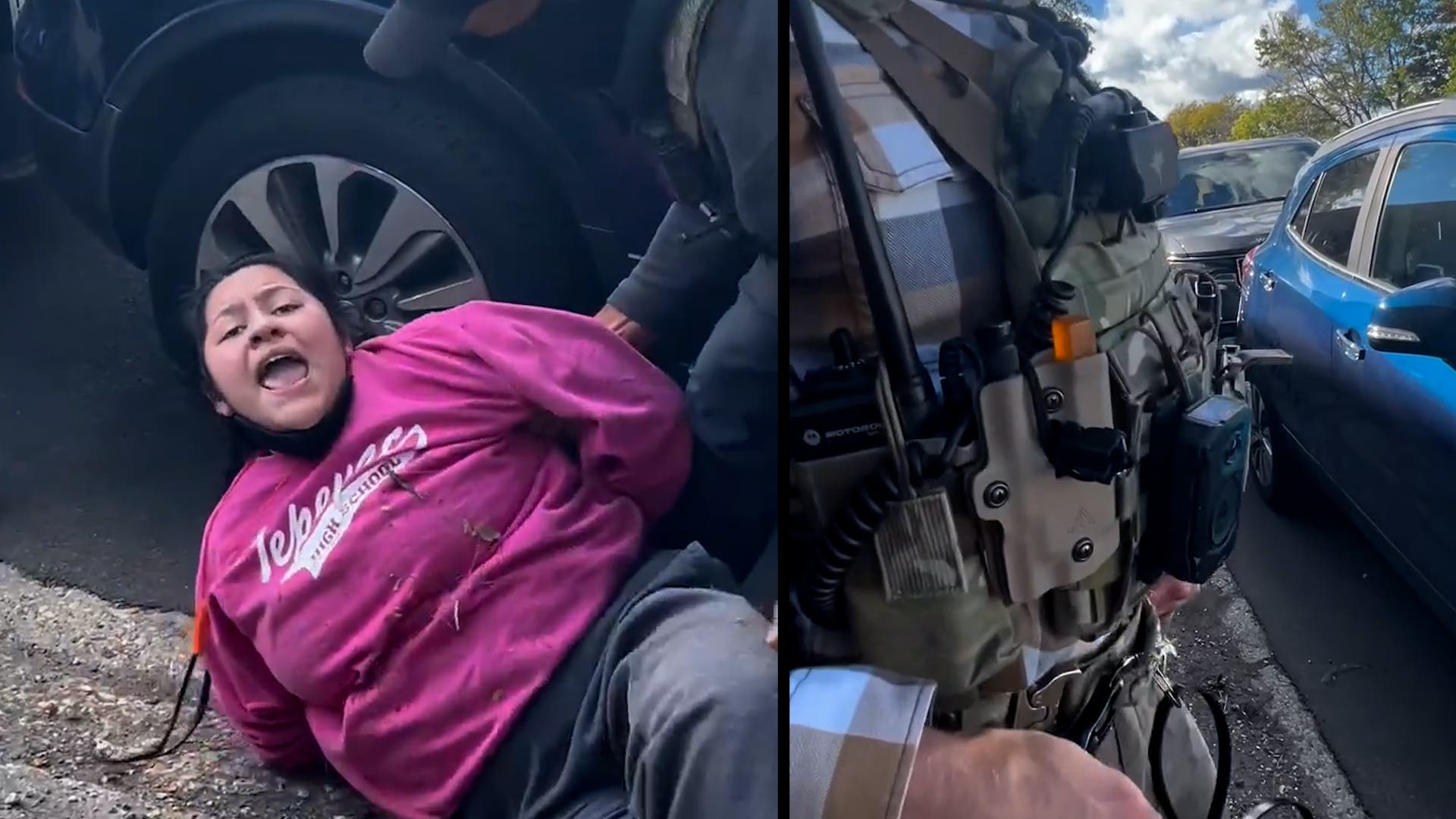 Women Screams While Detained by ICE Outside Chicago School