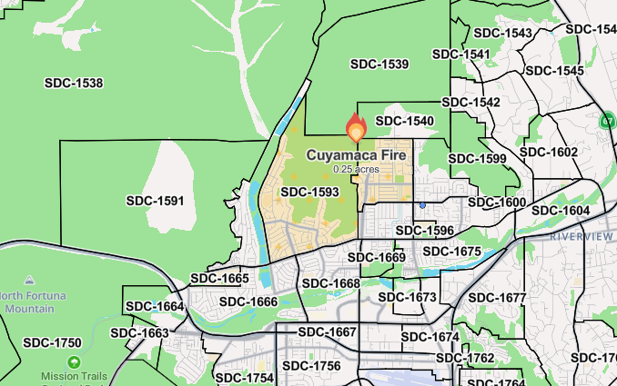 Vegetation fire prompts temporary Evacuation Warning in Santee