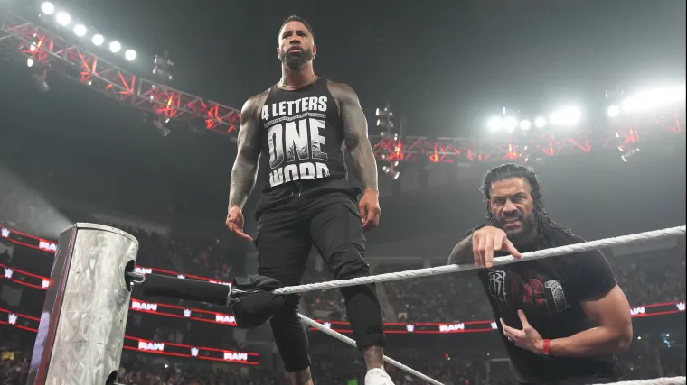 WATCH: Roman Reigns uses cricket bat as weapon in WWE Crown Jewel 2025 ...