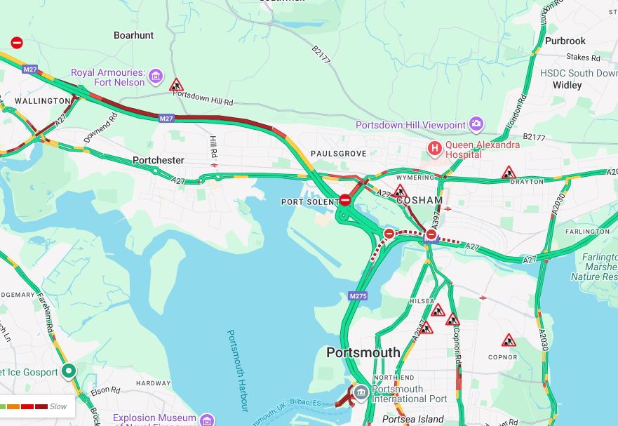 M27: Significant delays as Junction 12 interchange is closed this ...