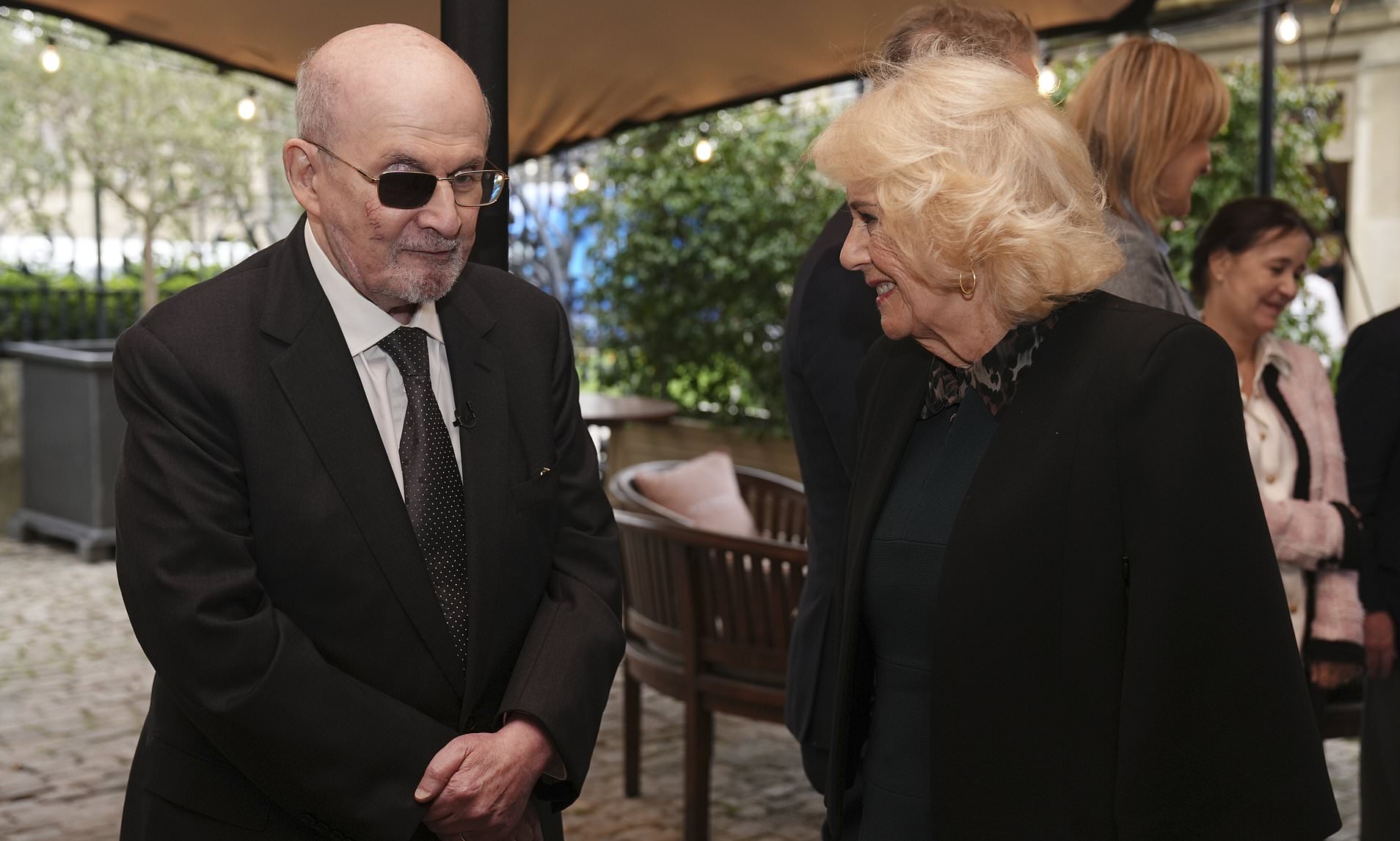 Queen Camilla remembers old friend Jilly Cooper as she chats to Salman ...