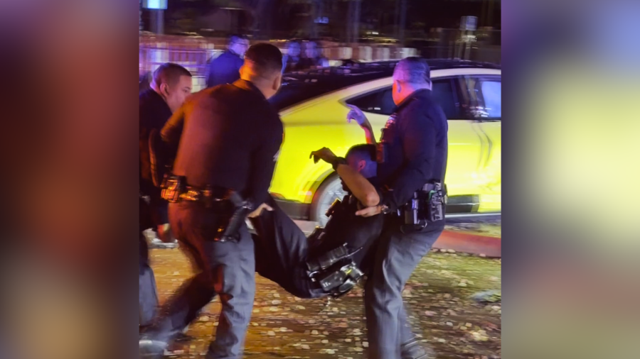 Dramatic video shows injured LAPD officer carried from pursuit crash