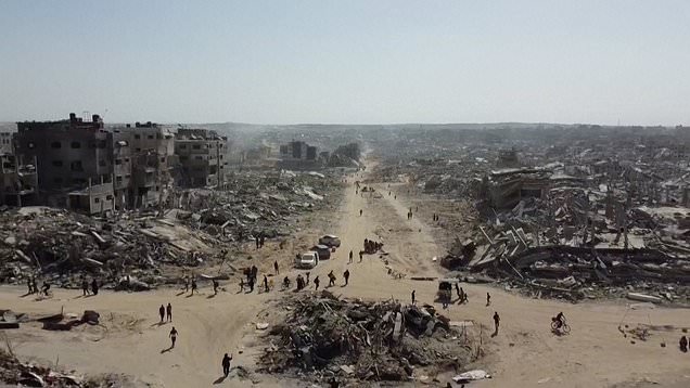 Drone footage shows the toll of two years of war on Gaza City