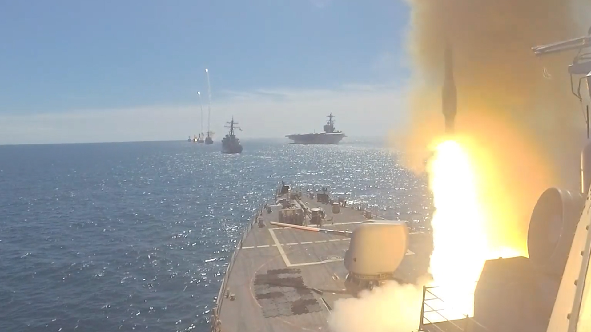 Carrier Strike Live Firing Exercise on Sea