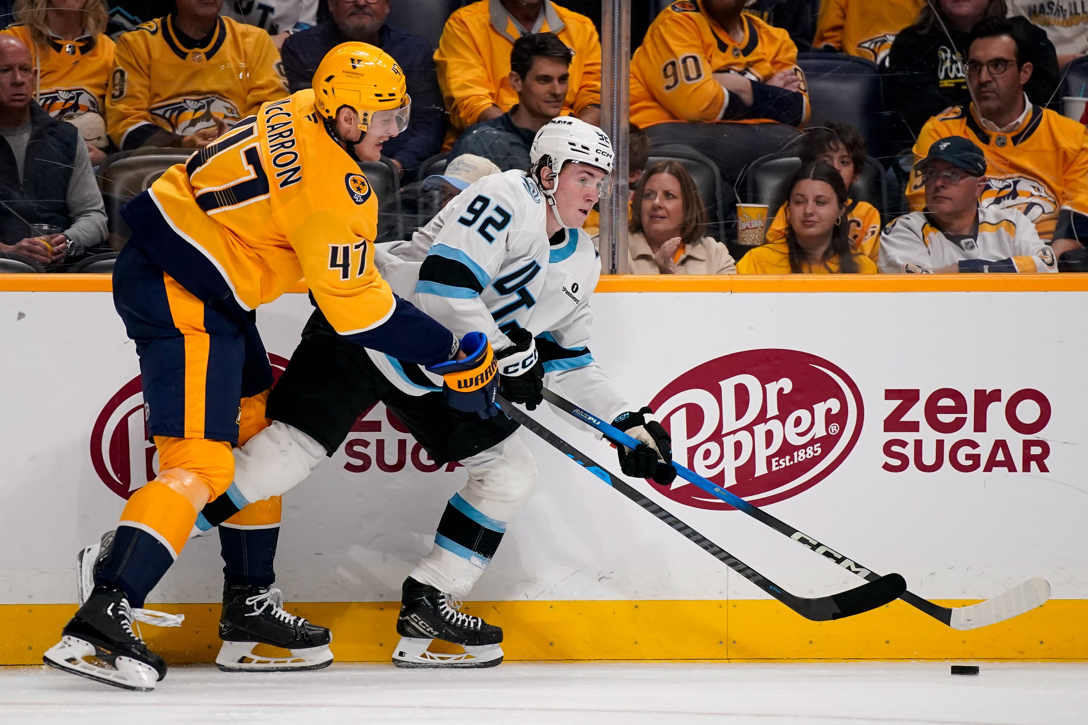 Nashville Predators fall 3-2 to Utah Mammoth on Dylan Guenther's ...
