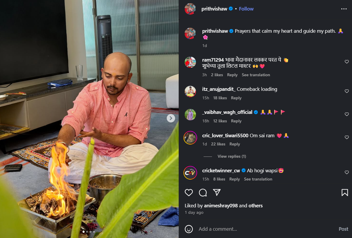 Ahead of Ranji Trophy season, Prithvi Shaw sends emotional message ...