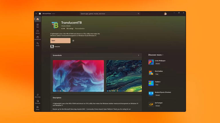 TranslucentTB: Haz que tu barra de tareas de Windows 11 sea transparente