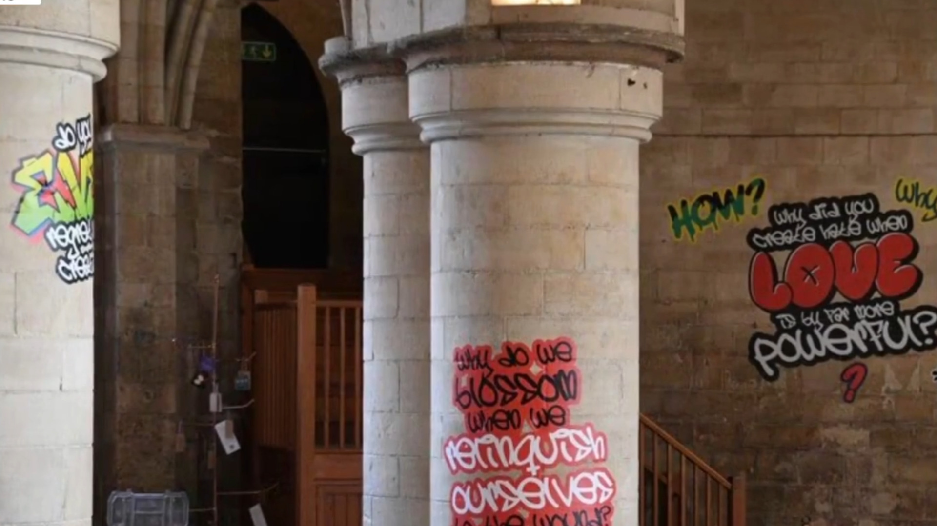 Oldest Christian Cathedral in England defaced with graffiti stickers