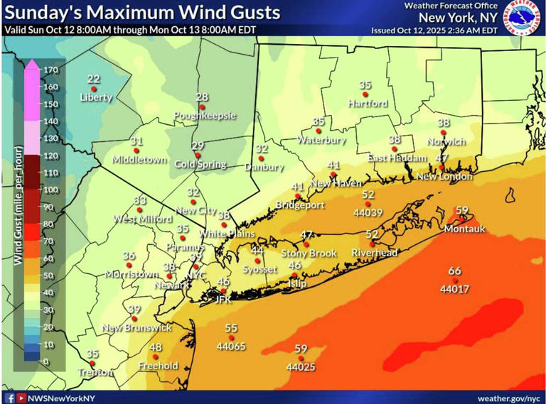 Nor'easter hits Connecticut with heavy rain and winds that may reach 50 mph