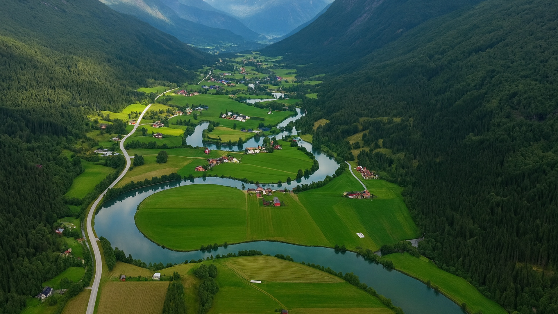 Stryn - Norway - Winding River Through Green Valley in 4K