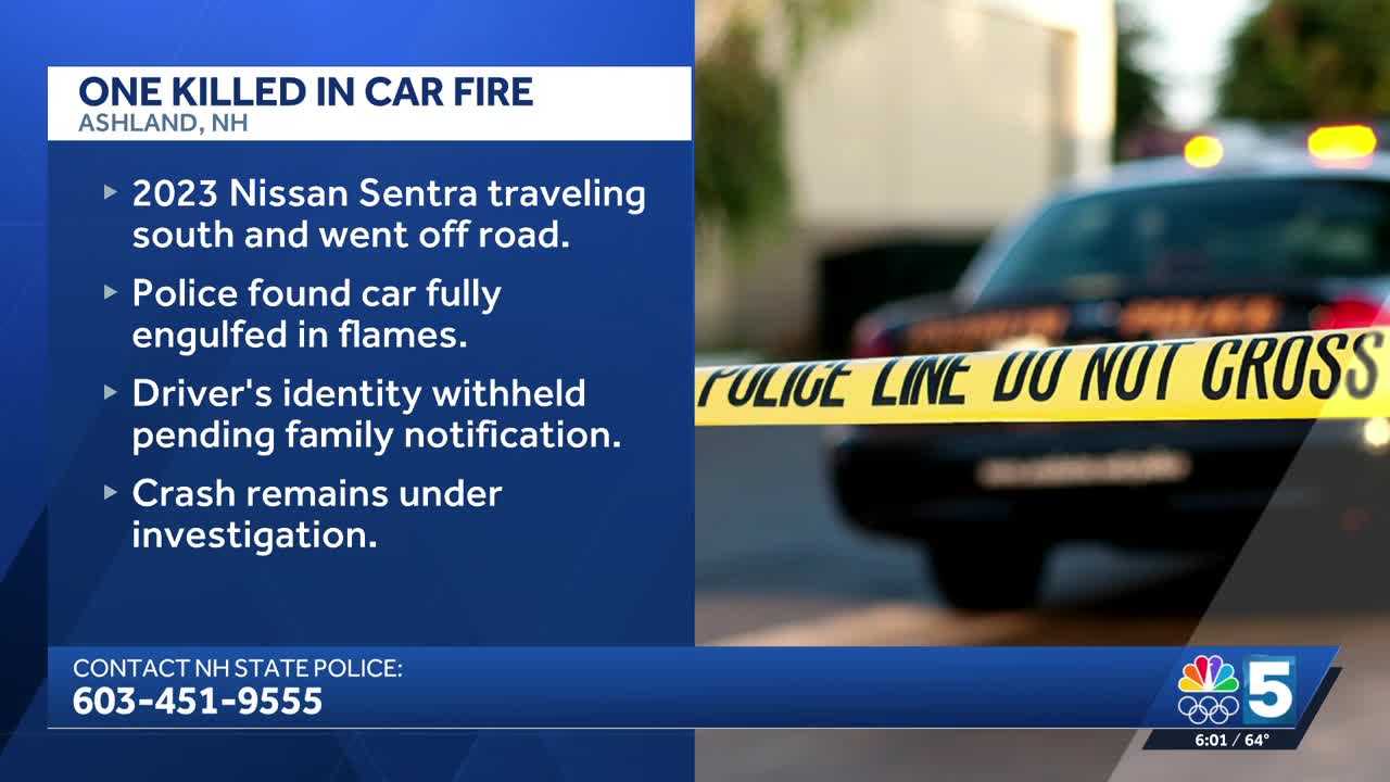 One dead after car fire on I-93 in New Hampshire