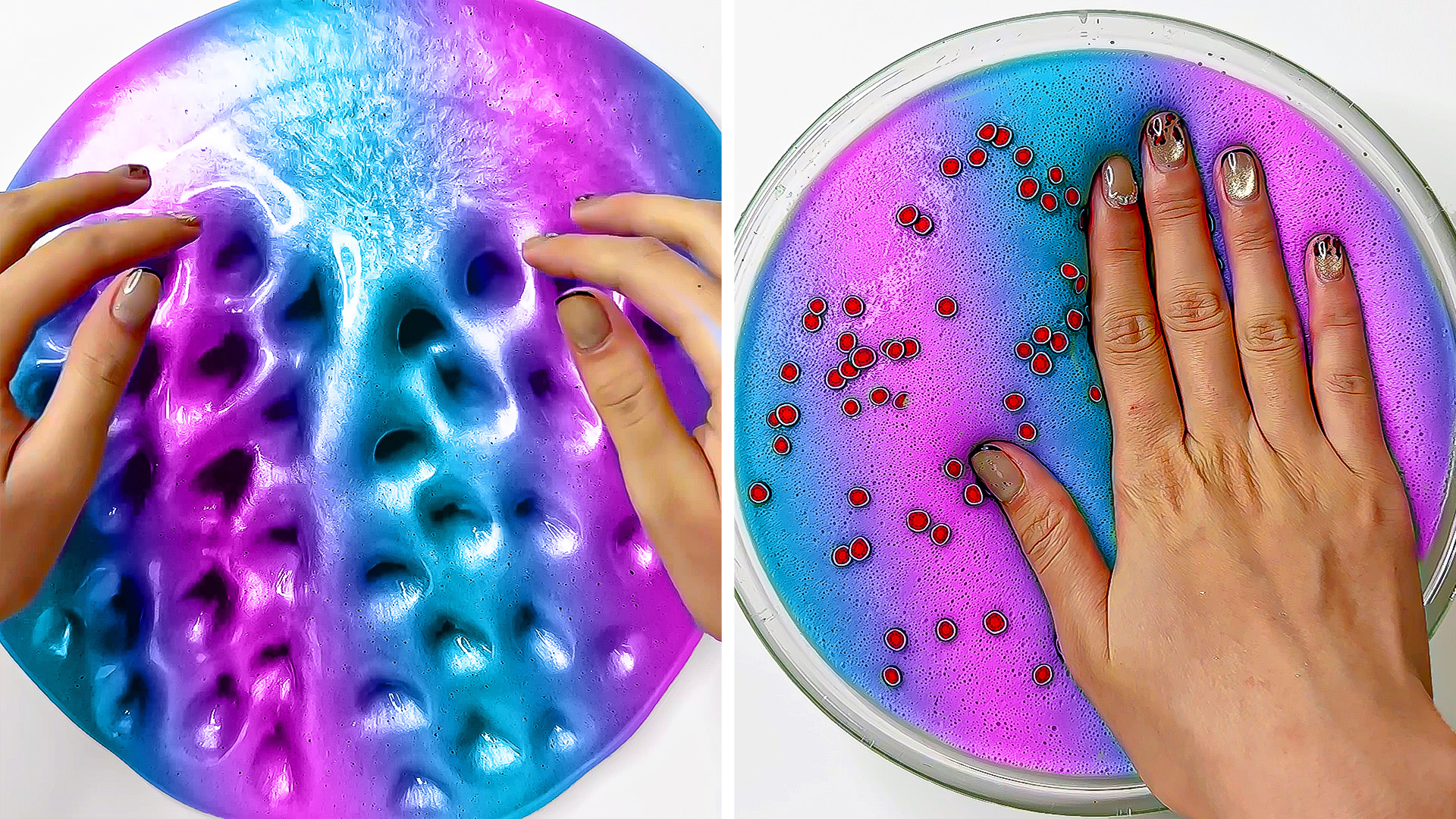 Slime azul violeta brillante con ASMR