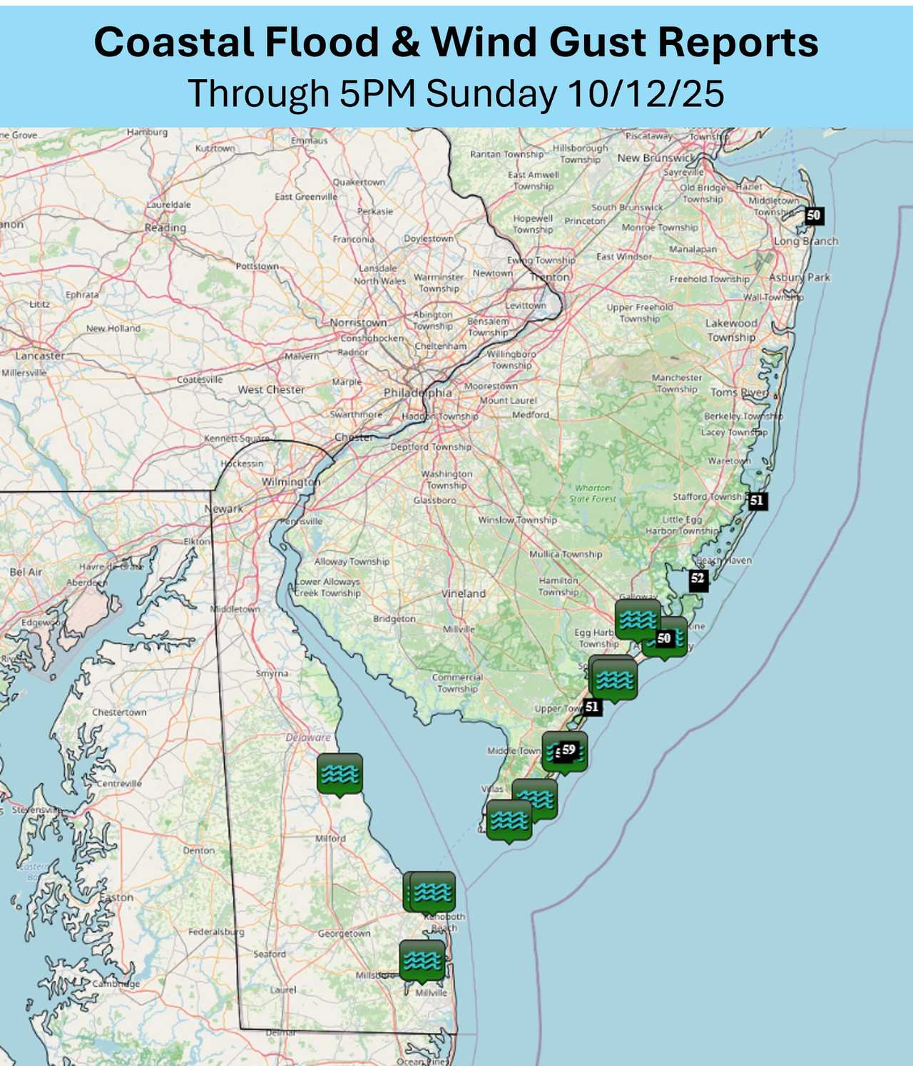 Thousands Lose Power As 60MPH Winds, Coastal Flooding Slam NJ: NWS
