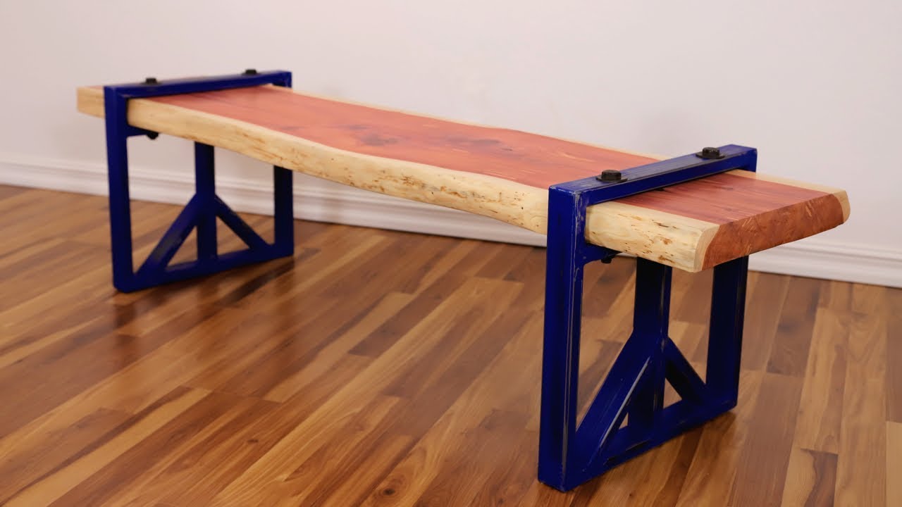 DIY live edge slab bench w/ steel legs | Easy welding project
