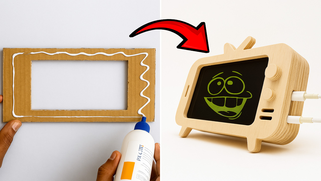 DIY Cardboard Retro TV Mobile Stand