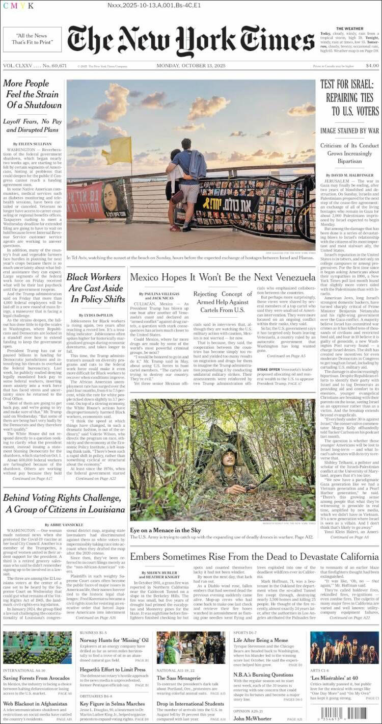 13 October 2025: ‘God bless the peacemaker’ and other world headlines