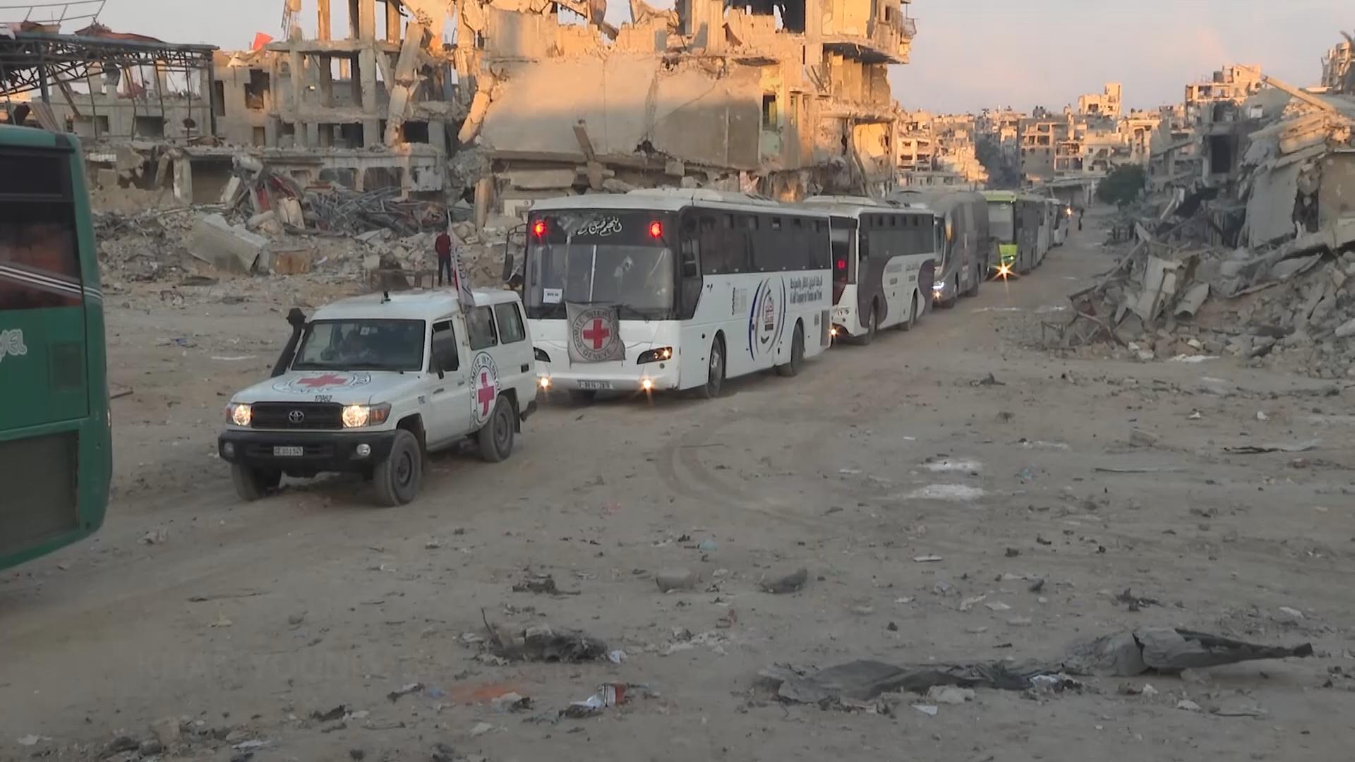 Red Cross vehicles seen in Khan Younis, apparently heading to pick up ...