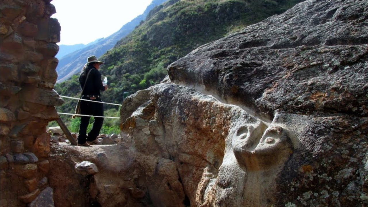 Ancient Inca Snake Temple In The Sacred Valley Of Peru