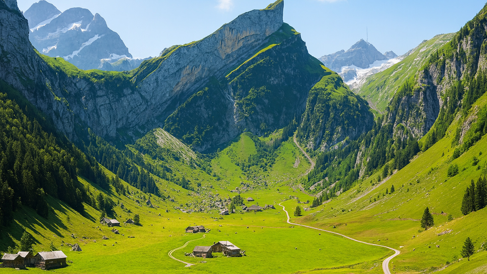 Switzerland - Appenzell - Alpine Valley and Mountain Peaks in 4K