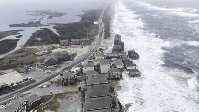 Drone Footage Shows High Tide Battering 'Already Vulnerable Shoreline'