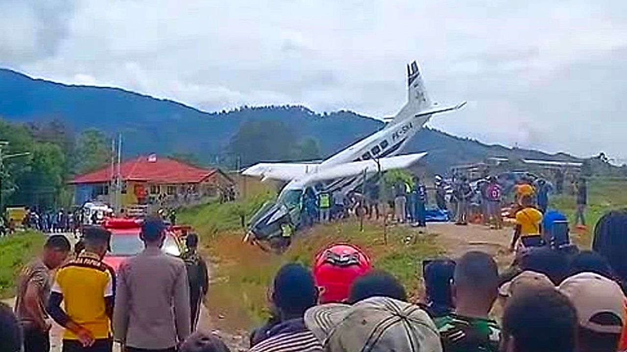 Plane Crashes After Overshooting Runway In Indonesia