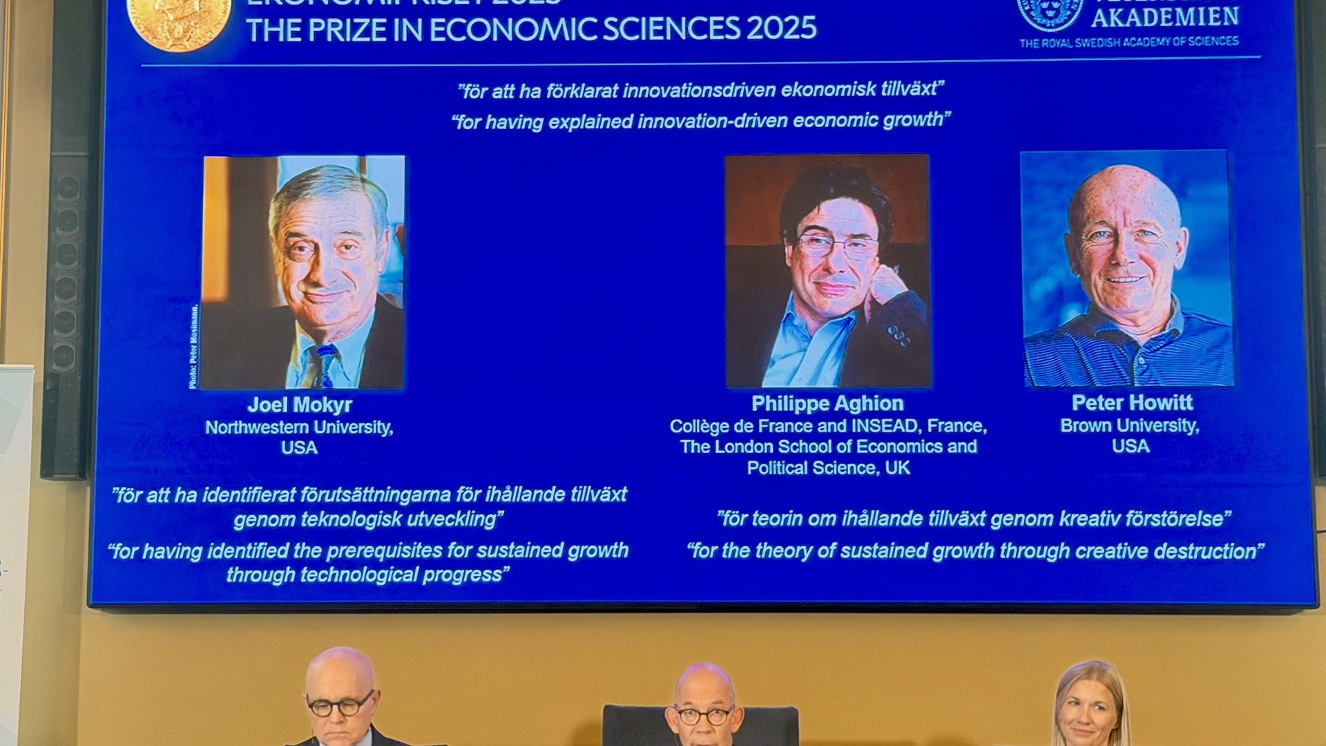 Il Nobel per l’economia 2025 va a Joel Mokyr, Philippe Aghion e Peter ...