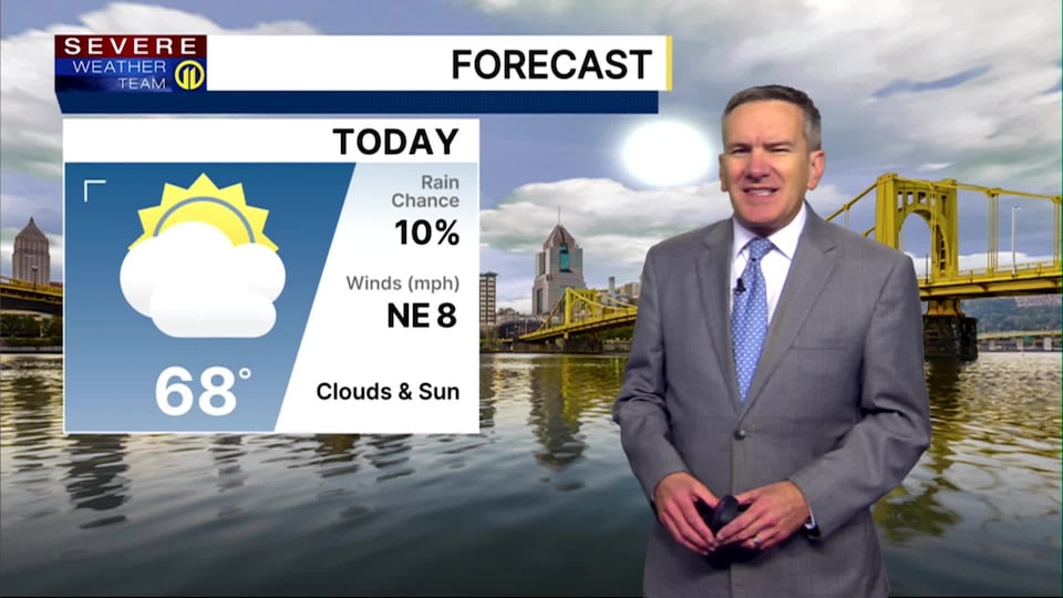 Cloudy with stray shower possible Monday morning