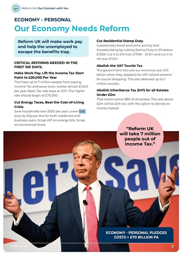 Nigel Farage vows no tax cuts before public spending is curbed by a ...