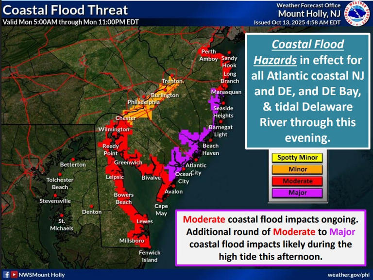 Nor'easter continues to hit Delaware causing coastal flooding. Here's ...
