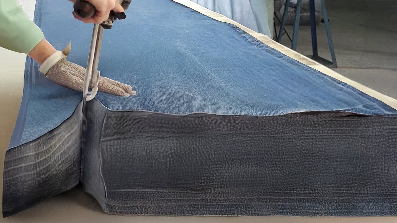 Inside the factory process of cutting and sewing millions of denim jeans