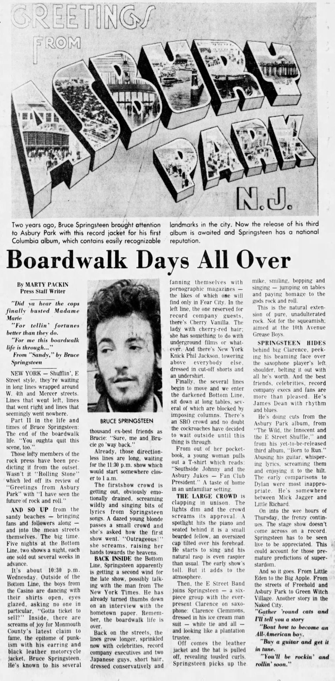Boardwalk days are over for Bruce Springsteen, plays Bottom Line with E ...