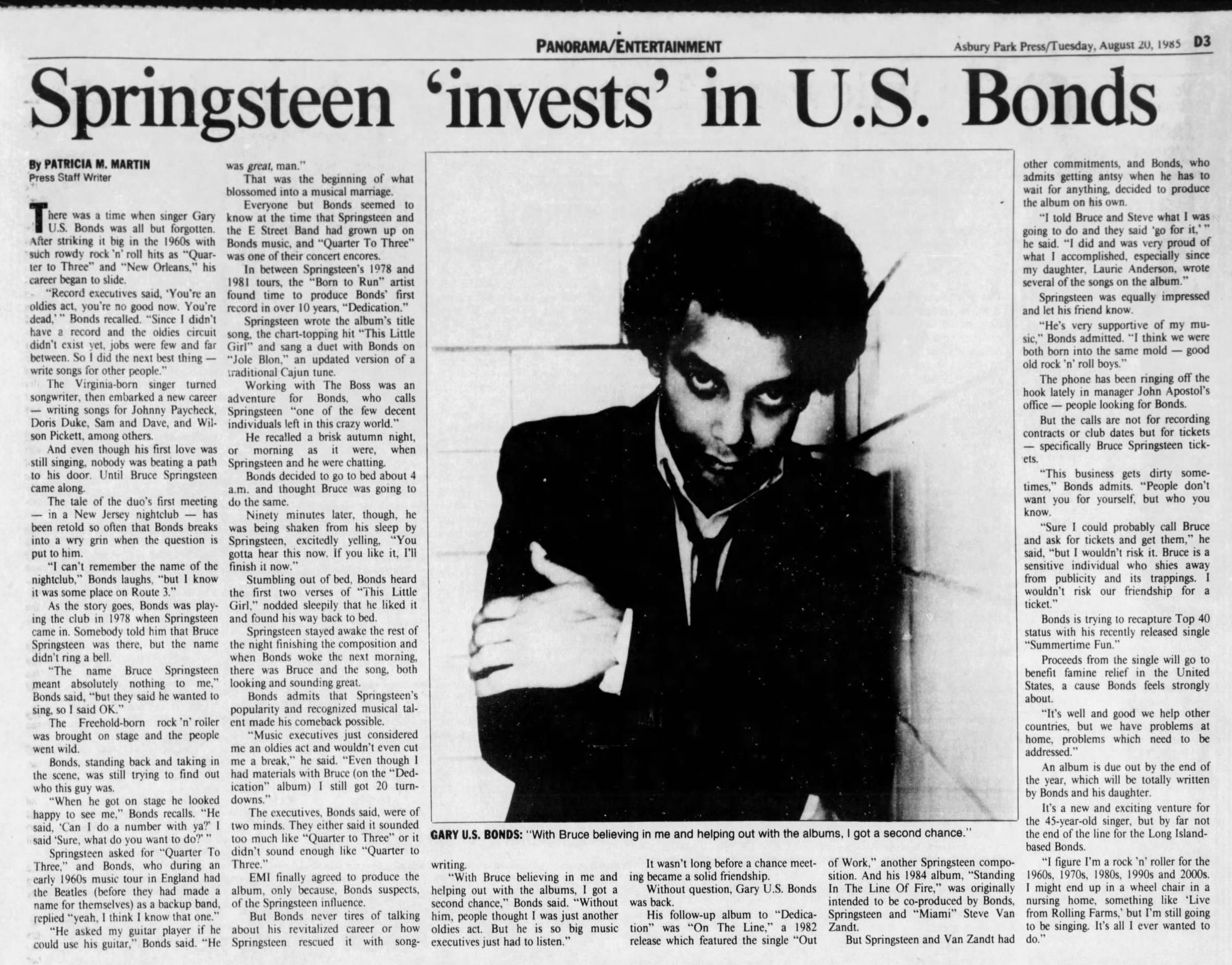 Bruce Springsteen invests in Gary U.S. Bonds (1985)