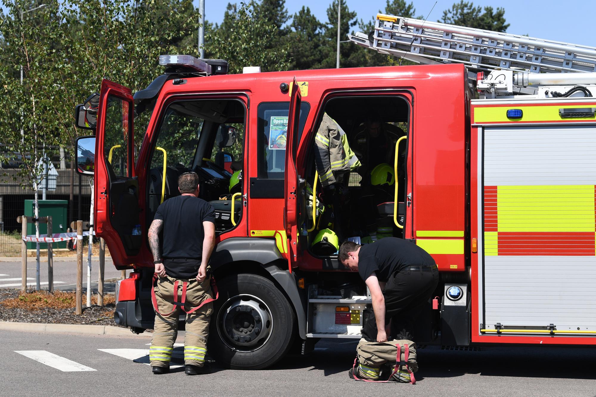 Caravan fire spreads to large outbuildings containing gas cylinders as ...