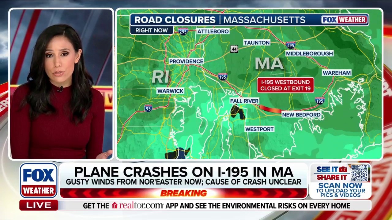 Plane crashes onto Massachusetts highway during nor'easter