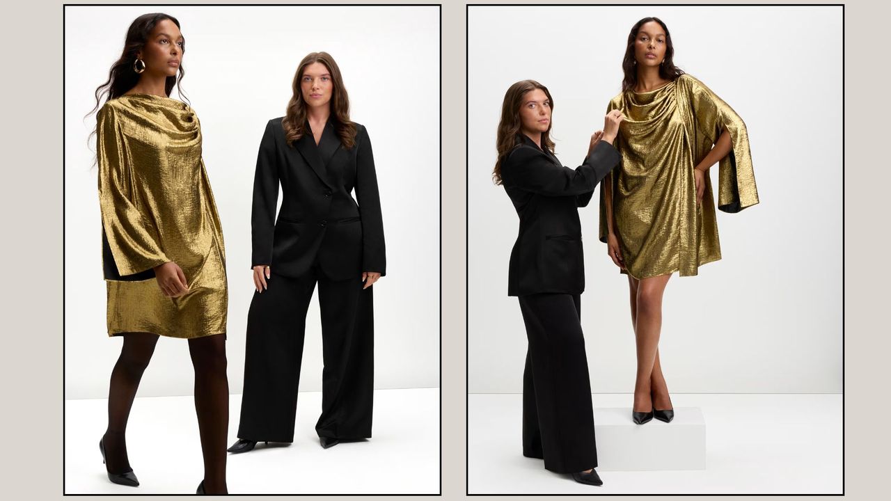 We're shopping the M&S: Dress the Nation winner Casey's gold draped dress now available online