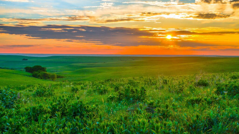 Wide open prairies and peaceful October sunsets in Tallgrass country