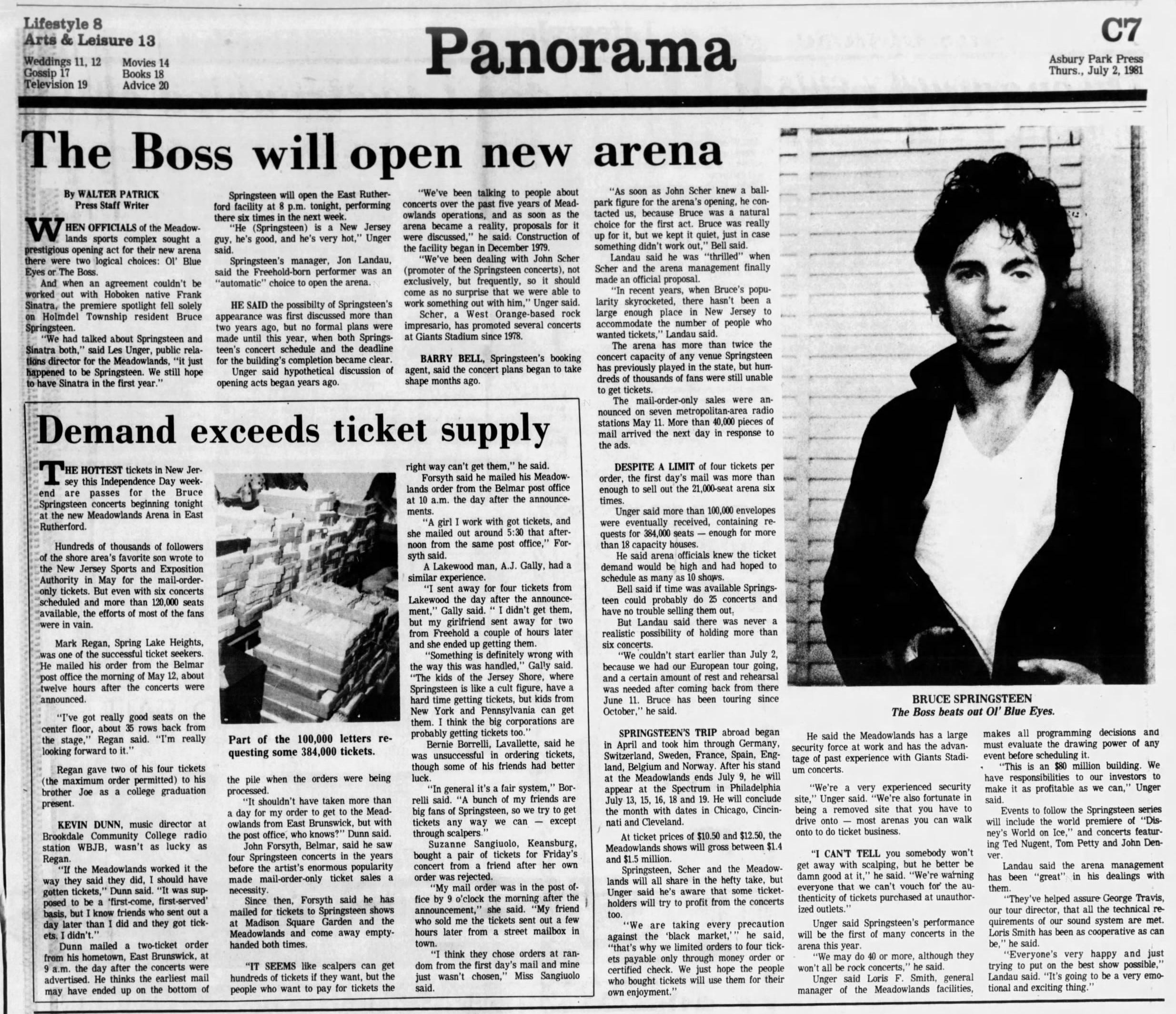 Bruce Springsteen opens new arena in East Rutherford (1981)