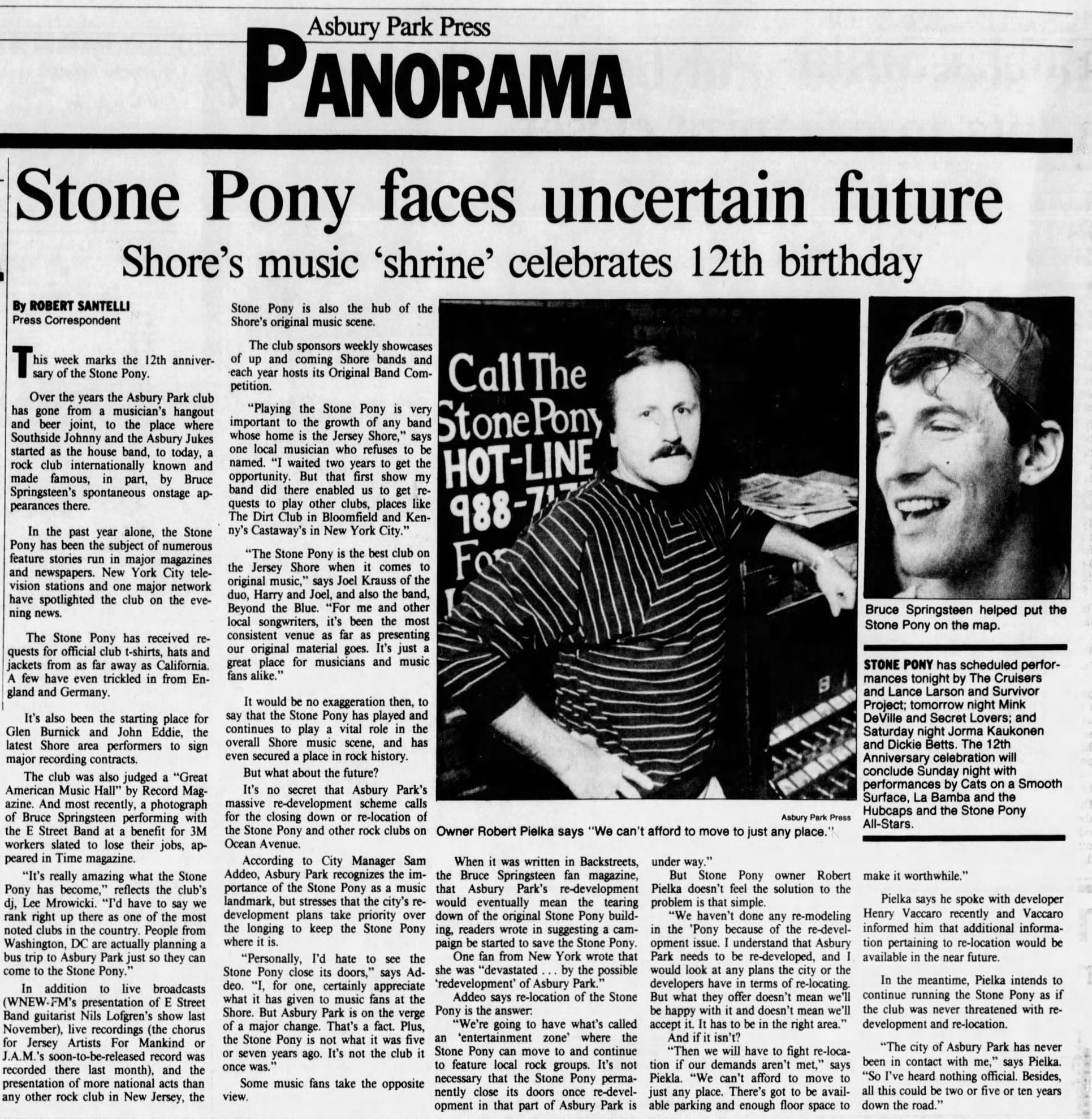 Stone Pony in Asbury Park faces uncertain future (1986)