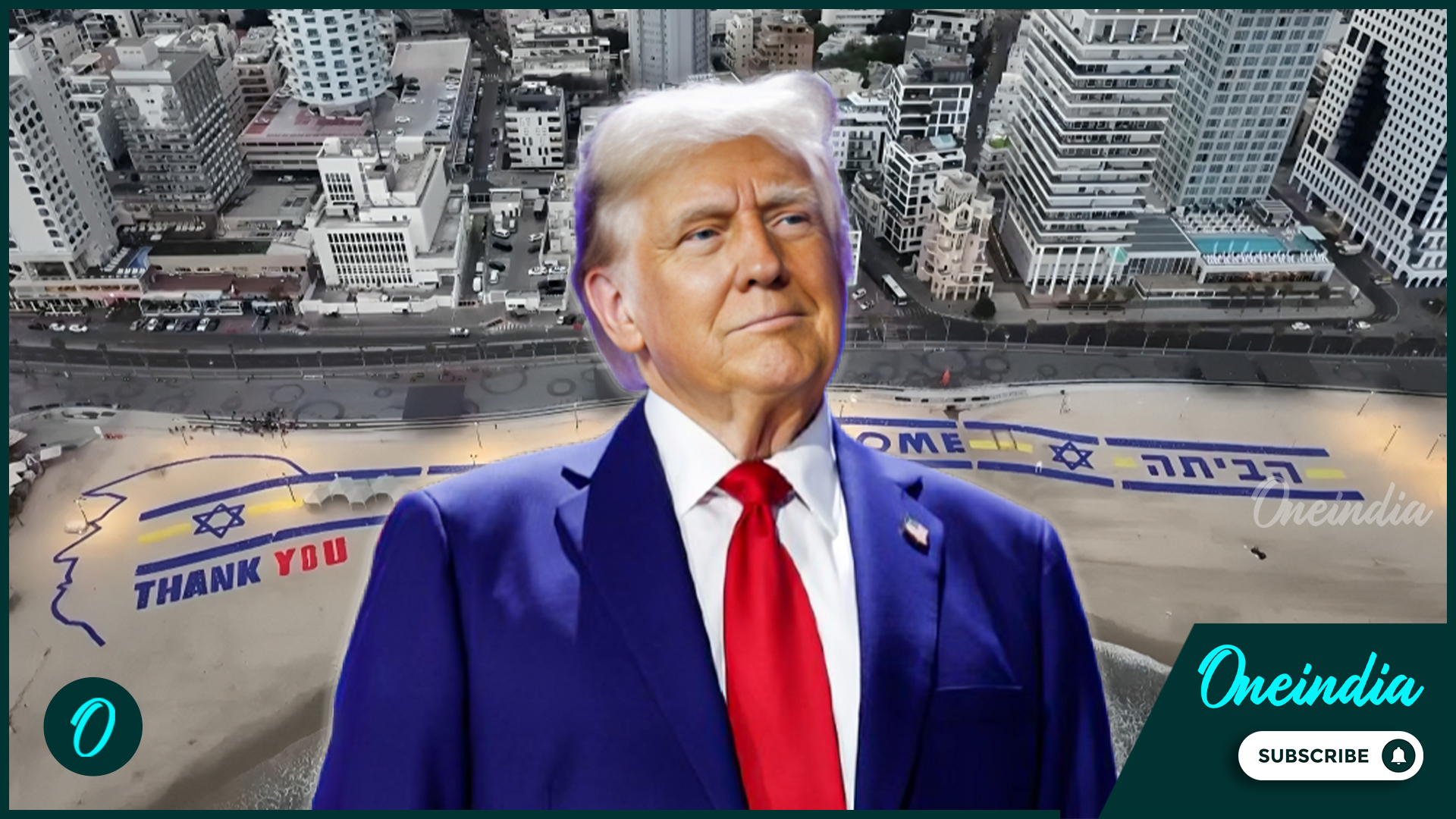 Trump Greeted By Giant Banner In Tel Aviv During Historic Israel-hamas ...