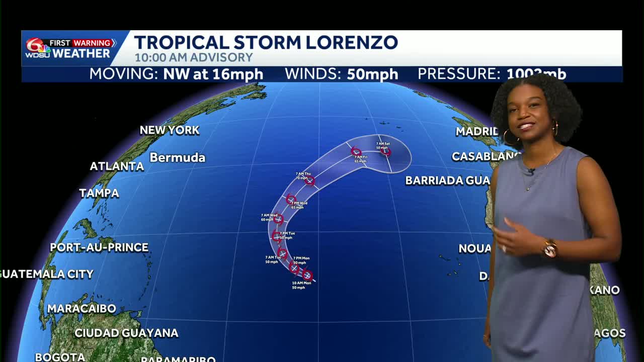 Monday afternoon tropical update: Tropical Storm Lorenzo latest