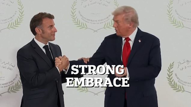 Trump and Macron share strong handshake at Gaza summit in Egypt