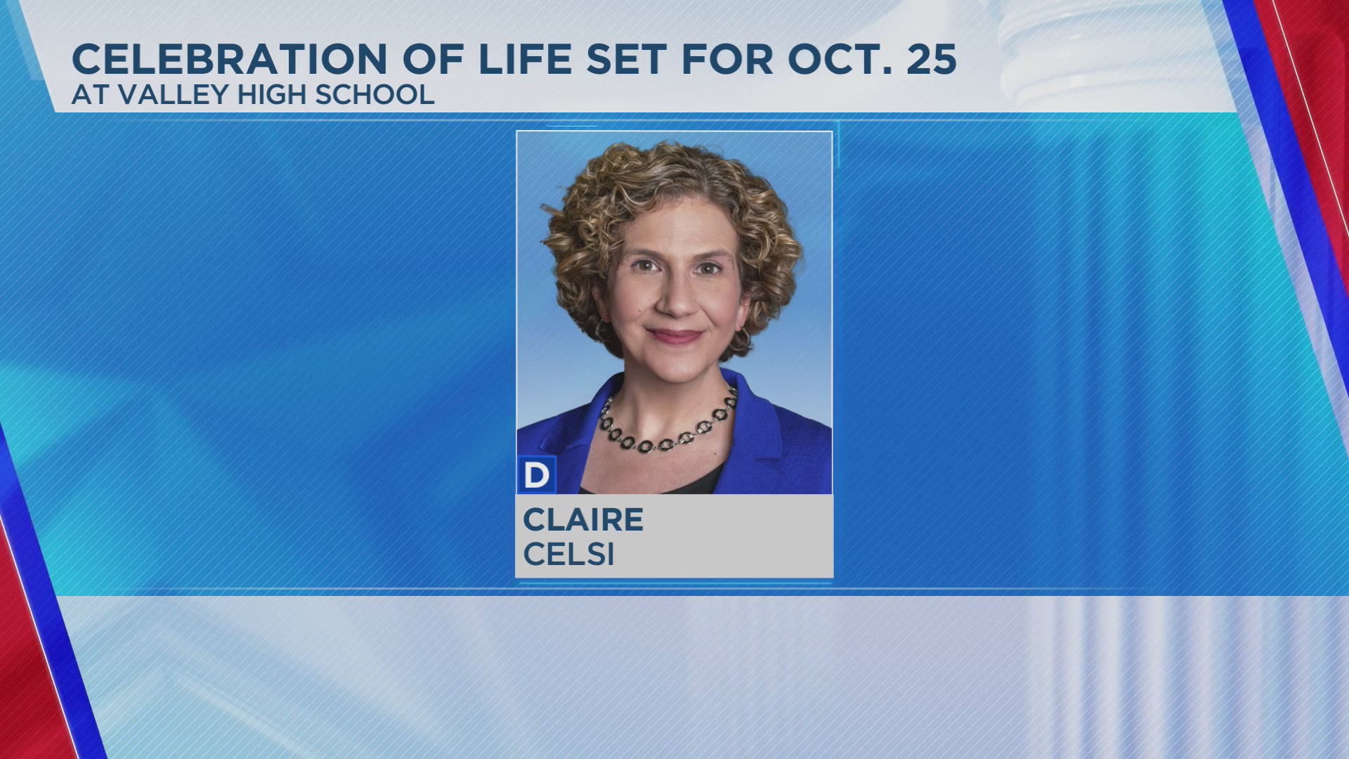 Celebration of life scheduled for late Iowa Senator Claire Celsi