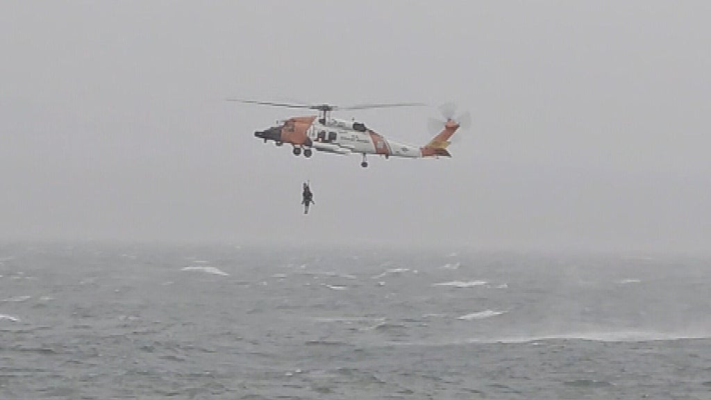 Video shows Coast Guard rescue man from water off Cape Cod during nor ...