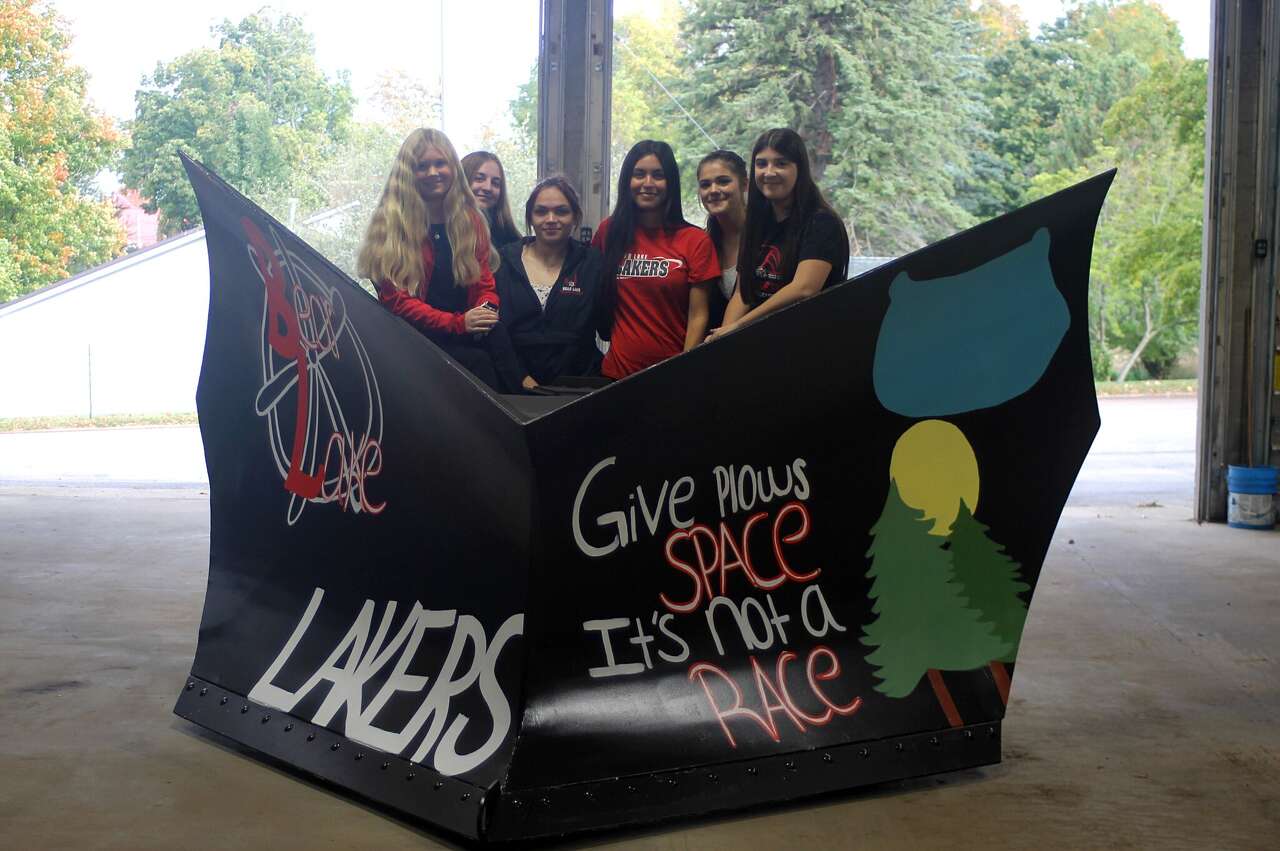 Photos: Bear Lake students paint MDOT plow to promote safety