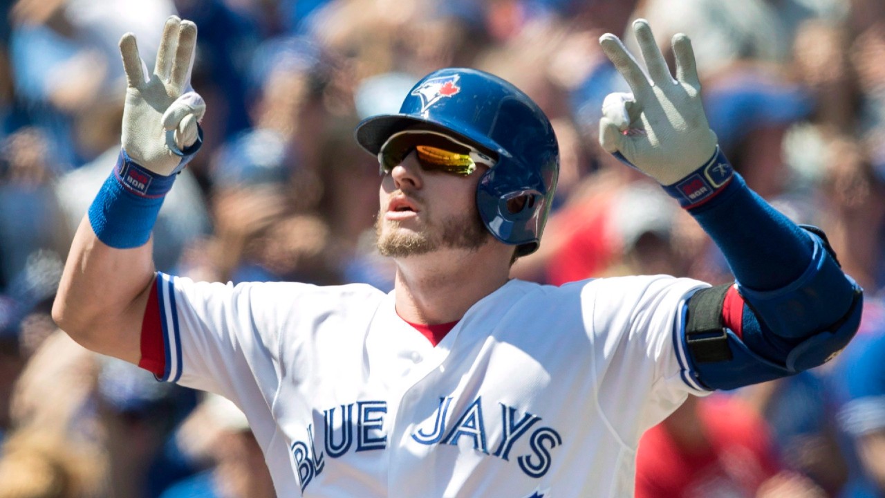 Josh Donaldson throws first pitch before Game 2 of ALCS