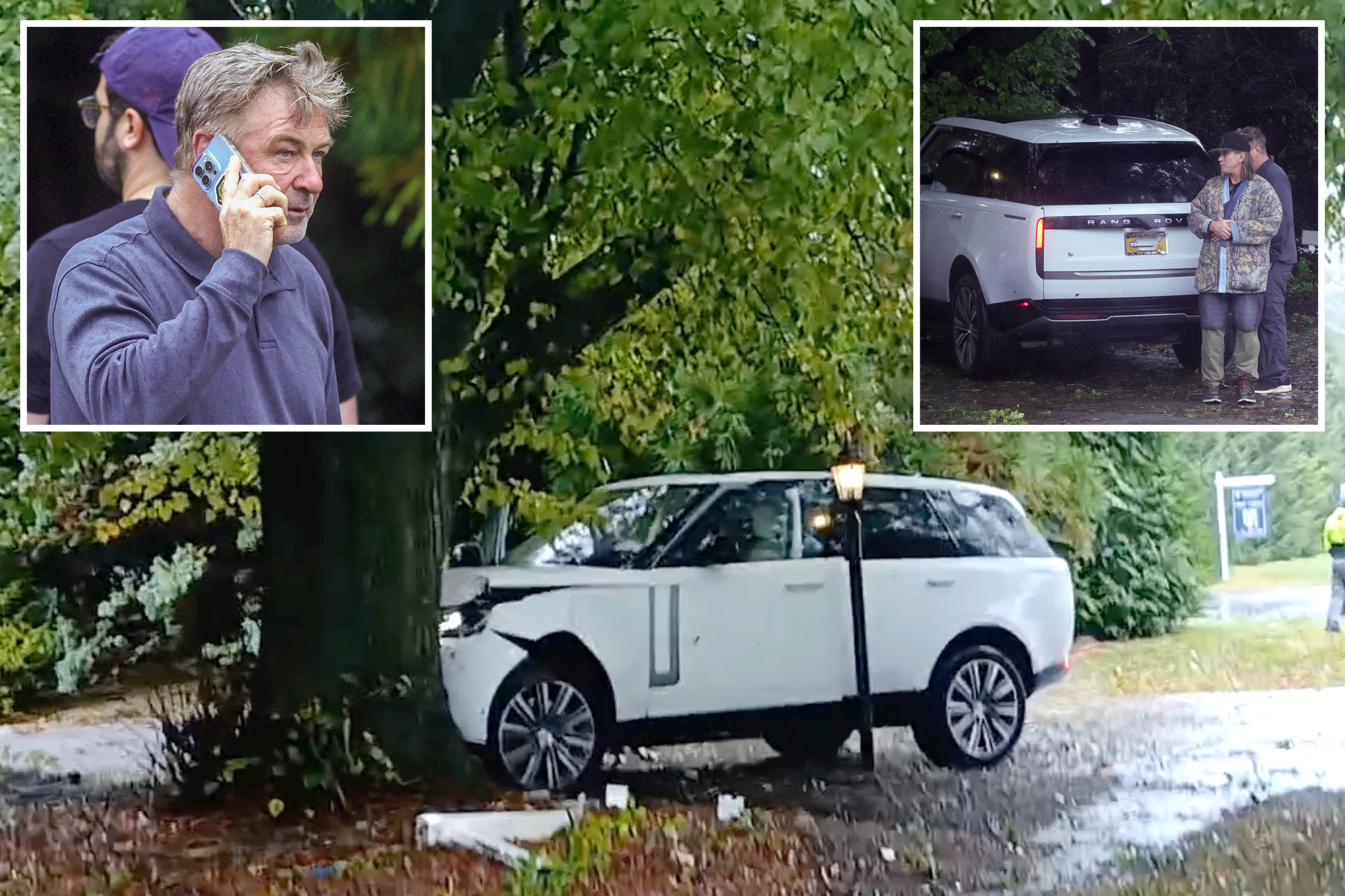 Alec Baldwin crashes Range Rover into tree in the Hamptons