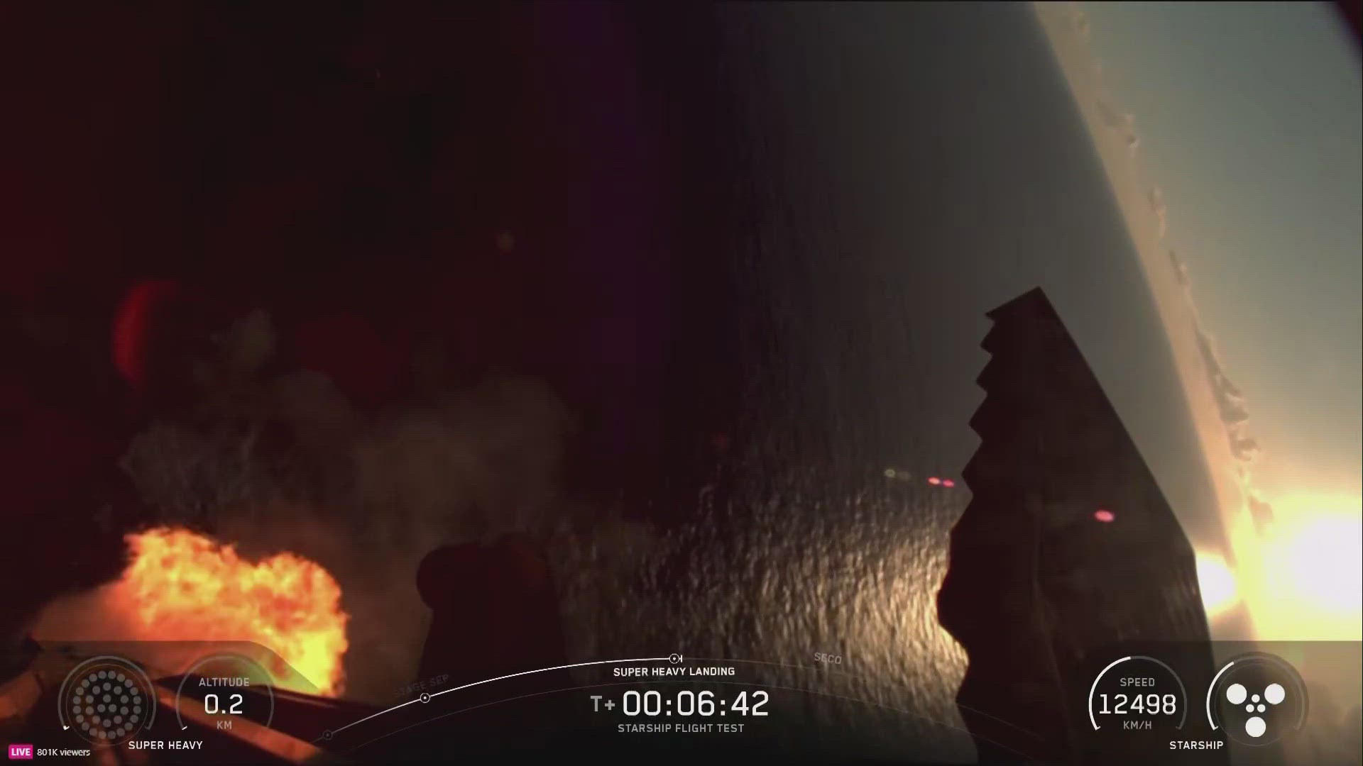 Cheers erupt as SpaceX Super Heavy hovers mid-air in fiery landing test